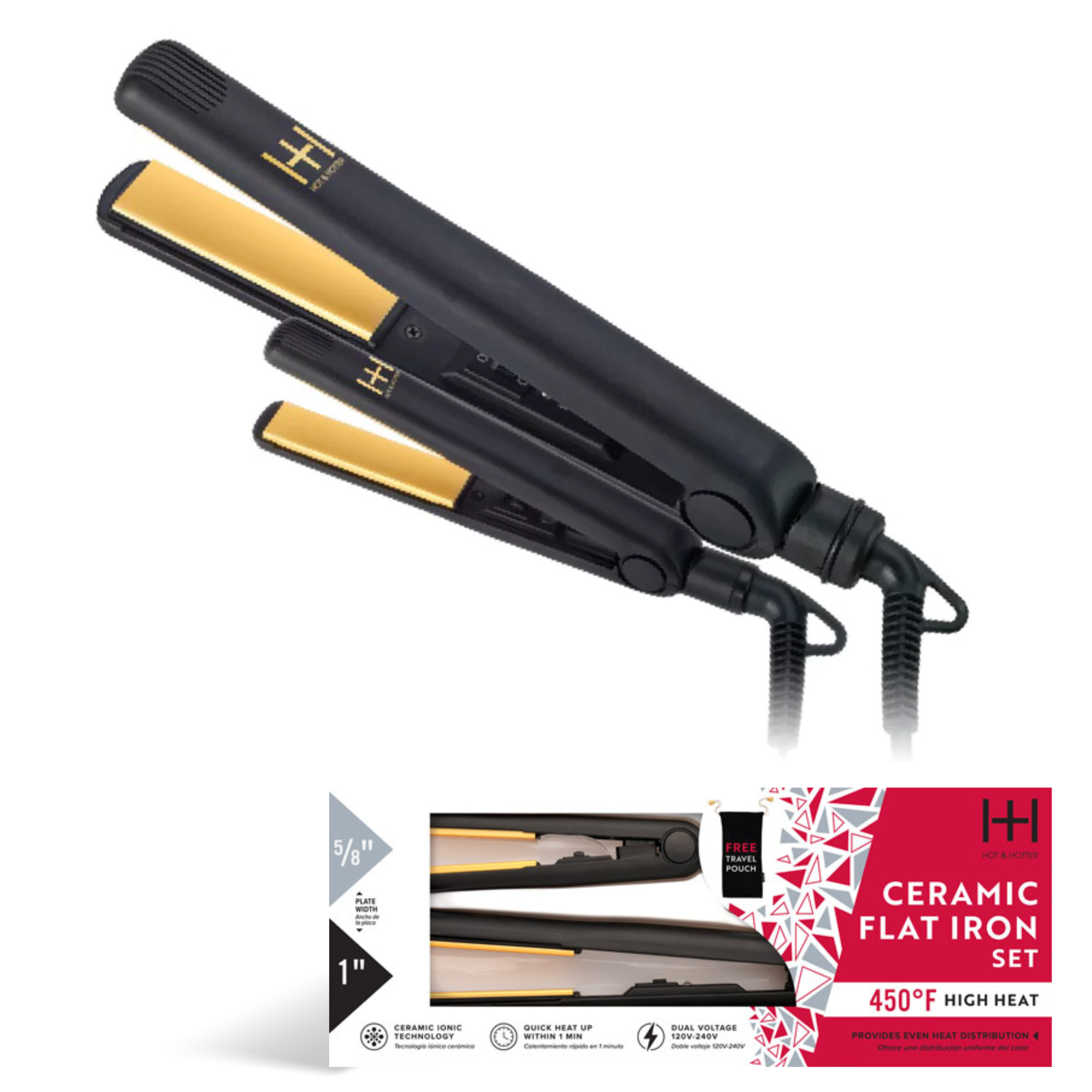 Hot & Hotter Ceramic Flat Iron Set (5/8" + 1")